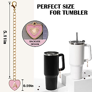 Ekarley Letter Charm Accessories for Stanley Cup, 3Pcs Heart Shaped Water Bottle Name ID for Yeti/Simple Modern Tumbler Handle (A)