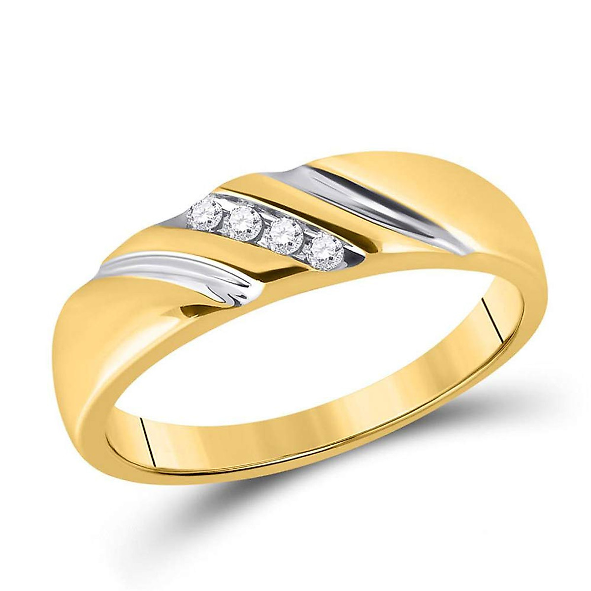 Sizes - L = 4, M = 10 - 10k Yellow Gold Diamond Wedding Mens And Ladies Couple His & Hers Trio 3 Three Ring Bridal Matching Engagement Wedding Ring Band Set (0.19 cttw.) - Please use drop down menu to select your desired ring sizes
