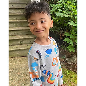 Funnymore Baby Boy's Crewneck Sweatshirt Clothes,Long Sleeve Shirt Top Outfits Grey Excavator 2t