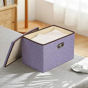 UUJOLY Large Foldable Storage Bins with Lids, Cube Collapsible Nursery Storage Box for Bedroom, Wardrobe, Shelf, Office (purple)