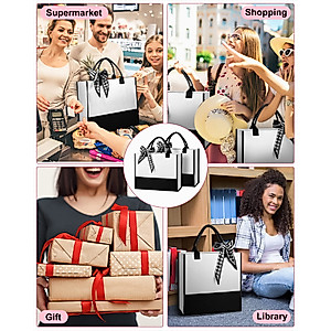 Reginary 6 Set Canvas Tote Bag for Women DIY Initial Beach Tote Bag with Handle Scarf Large Personalized Canvas Beach Bag Handbag for Mother Teacher Friends Bridesmaids Bride Wedding Birthday Gifts