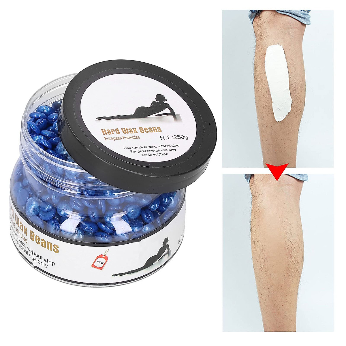 Hard Wax Bean, Depilatory Wax Bead 8.8oz Pearly Lustre Compact Professional Portable for Home for Face Underarm for Legs Bikini Area(Pearly Chamomile)