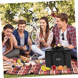 OKUMEYR 2pcs Insulation Bags Foldable Grocery Bags Food Bag Restaurant Insulated Bag Cooler Bag Jumbo Insulated Bag Large Insulated Food Bag Foldable Lunch Bag Woven Black