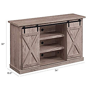 Twin Star Home Sliding Barn Door TV Stand, Ashland Pine