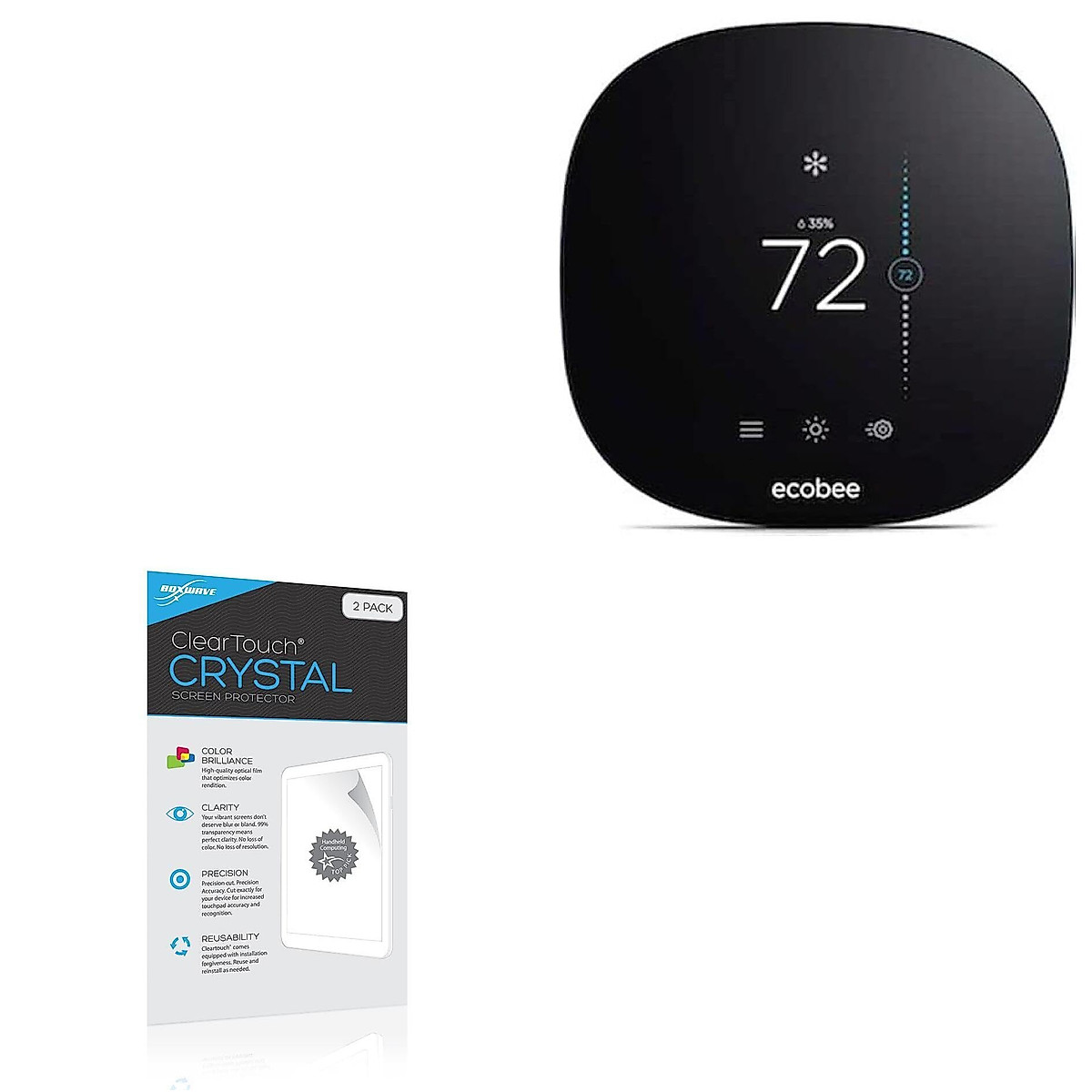 BoxWave Screen Protector Compatible with Ecobee EB-STATE3LTP-02 - ClearTouch Crystal (2-Pack), HD Film Skin - Shields from Scratches