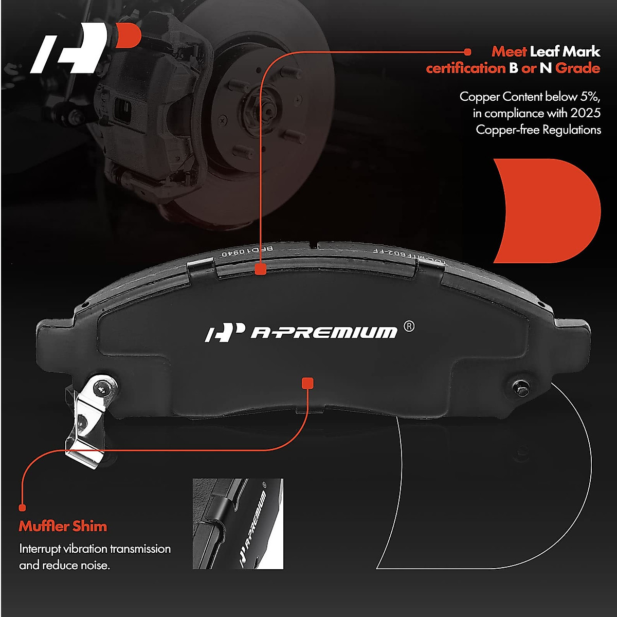 A-Premium 11.65 inch (296mm) Front Vented Disc Brake Rotors + Ceramic Pads Kit Compatible with Select Nissan and Suzuki Models - Frontier 2005-2019, Pathfinder 2005-2012, Xterra 05-15, Equator 09-12