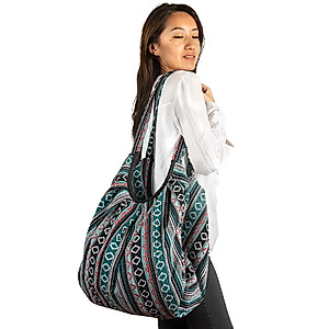 Large Tote Shoulder Bag for Women Casual Comfortable Market Groceries School Books Everyday Purse Travel (Geometric Blue)