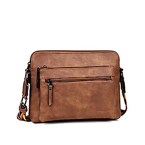 MASINTOR Crossbody Purses for Women Crossbody Bag, Triple Zip Pockets Adjustable Wide Strap, Soft Leather Medium Women's Crossbody Handbags