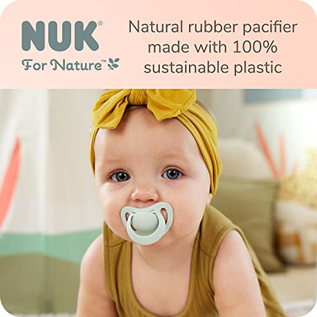 NUK for Nature™ Natural Rubber Pacifier, 4-Pack, Neutral, 6-18M