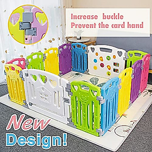 Baby Playpen Kids Activity Centre Safety Play Yard Home Indoor Outdoor New Pen (Multicolour, Classic Set 14 Panel)