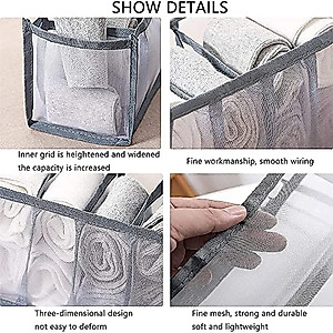 6 Packs Clothes Drawer Organizer,Closet Organization,Clothes Organizer for Folded Clothes,Mesh Separation Box for Thin Jeans,Foldable Closet Drawer Storage Box,for Thin Jeans,Pants,T-Shirts,Leggings