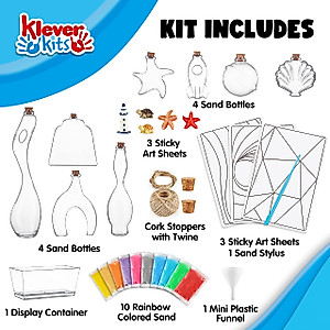 JOYIN 22PCS Sand Art - Sand Art Kits for Kids, Arts & Crafts for Kids Includes 5 Sand Art Bottles, 4 Pendent Bottles, 3 Sticky Art Sheets with 10 Bright Colors, DIY Crafts Gifts for Boys and Girls