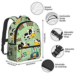 KiuLoam Funny Cow In Farm Yard Kids Backpacks For Toddler Boys And Girls Preschool Backpack With Chest Strap 12 Inch