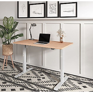 FLEXISPOT EC1 Height Adjustable Desk 55 x 28 inch Electric Standing Desk Whole-Piece Desk Board Stand Up Desk for Home Office (Gray Frame + 55" Natural Top)