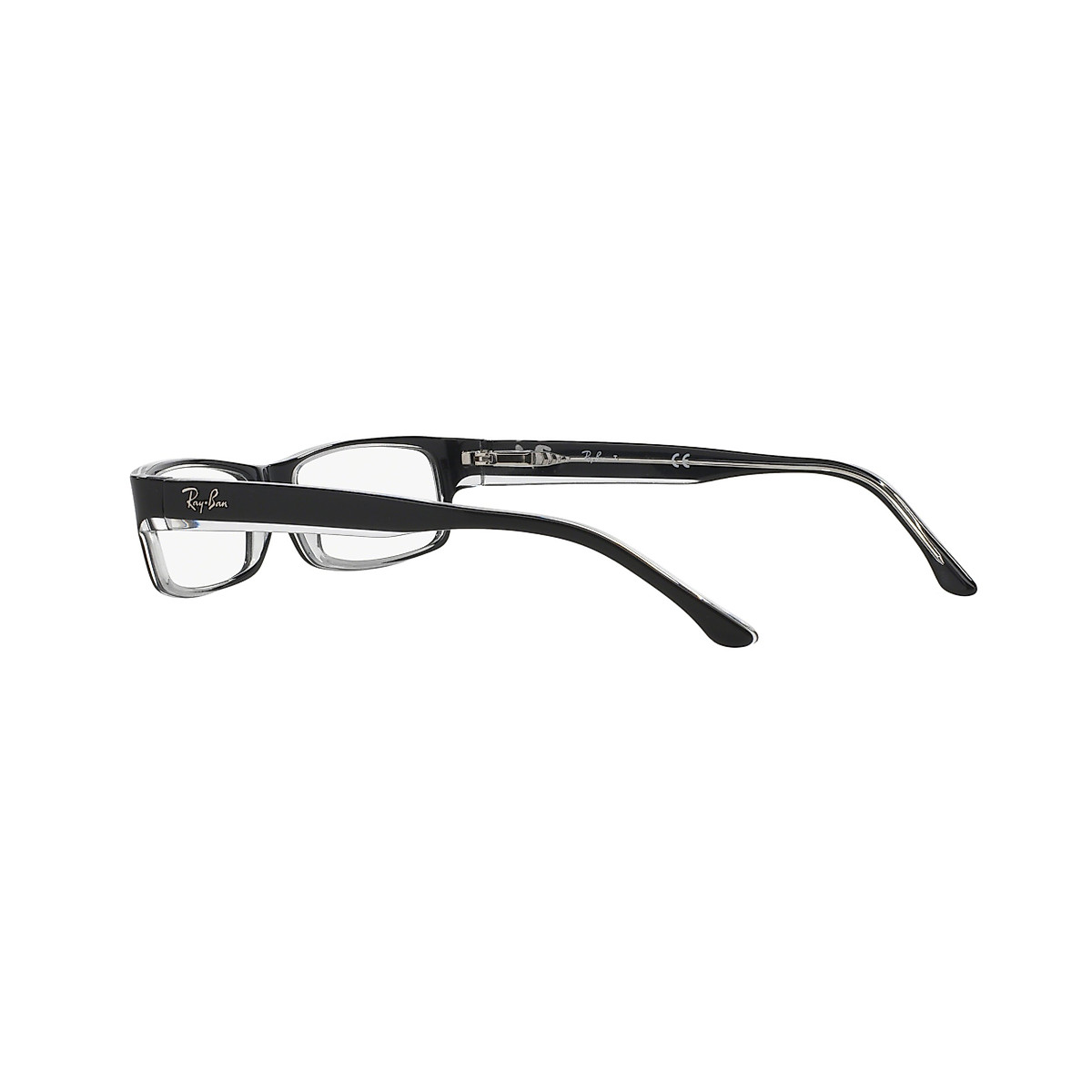 Ray-Ban RX5114 Rectangular Prescription Eyeglass Frames, Black On Transparent/Demo Lens, 54 mm