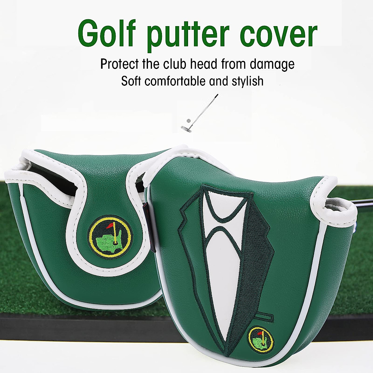 Small Headcover, Green Jacket Design Putter Cover for Club for Course for Lovers for Player
