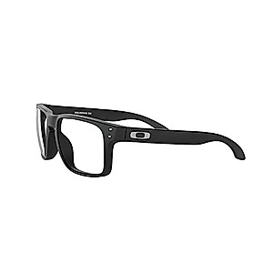 Oakley Men's Ox8156 Holbrook Rx Square Prescription Eyeglass Frames, Satin Black Silver Icon/Demo Lens, 56 mm