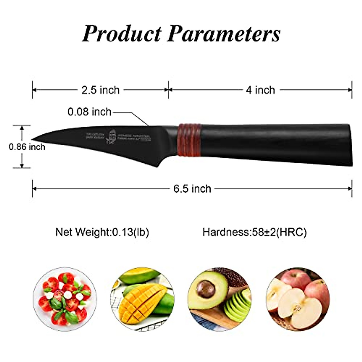 TUO Bird Beak Paring Knife 2.5" - HC Japanese AUS-8 Stainless Steel - Ergonomic Pakkawood Handle with Sheath & Gift Box - Small Tourne Knife Razor Sharp Rust Resistant - Dark Knight Series