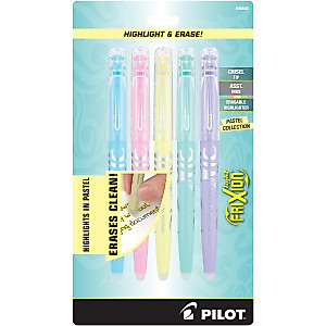 PILOT FriXion Light Pastel Collection Erasable Highlighters, Chisel Tip, Assorted Color Inks, 5-Pack (46543)