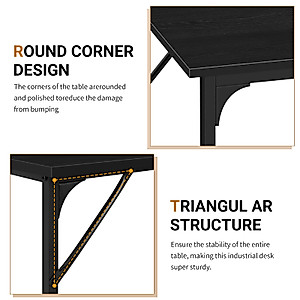 BLKMTY 47" Computer Desk Home Office Desk Writing Desk Wood PC Study Table Work Desk Modern Simple Style Laptop Table with Metal Frame and Smooth Tabletop for Workstation Bedroom Desk, Black