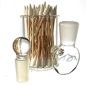 PAYKOC IMPORTS Clear Large 3" Heady Hand Blown Glass Cotton Swab Q-Tip Holder/Alcohol ISO Station