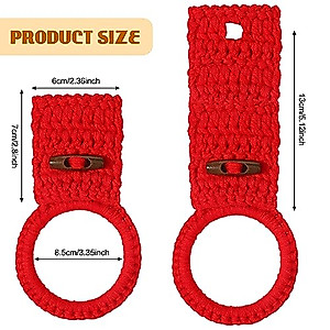 Hoolerry 8 Pcs Crochet Hanging Dish Towel Holder Hanging Kitchen Towels Ring Kitchen Towel Hanger with Hanging Loop Button for House Oven Stove Door, 8 Colors
