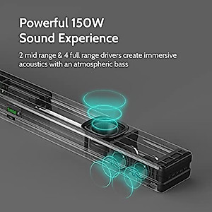 i-box 150W Soundbar with Wireless Subwoofer, Resonate TV Soundbar System with 3D Surround Sound, Bluetooth 5.0, HDMI (ARC), Optical Input