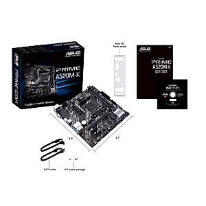 ASUS PRIME A520M-K AMD AM4 (3rd Gen Ryzen) Micro-ATX motherboard (ECC memory, M.2 support, 1Gb Ethernet, M.2, USB 3.2 Gen 1 Type-A,HDMI 2.1 4K@60Hz, D-Sub)