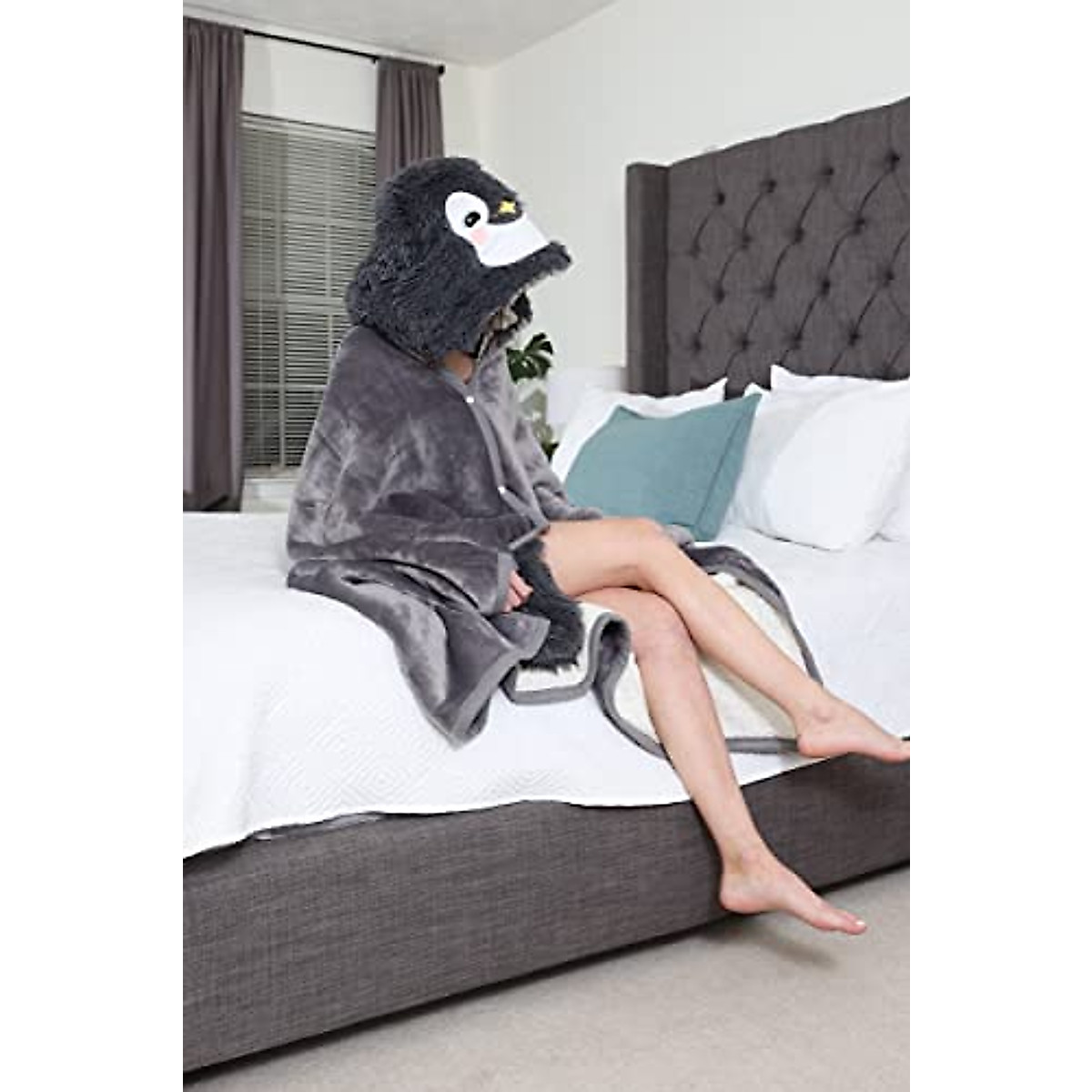 Penguin Wearable Hooded Blanket - Warm & Cozy Oversized Blanket Hoodie with Hand Gloves- Soft Plush Premium Sherpa and Flannel Fleece Hoodie Blanket - Penguin Gifts for Women Adults and Kids