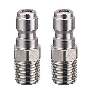 RIDGE WASHER Pressure Washer Couplers, 1/4 Quick Connect Plug, Male NPT Fitting, 5000 PSI, 2 Pack