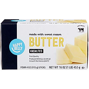 Amazon Brand - Happy Belly Unsalted Butter Sticks, 16 oz. (4 Four Oz. Sticks)