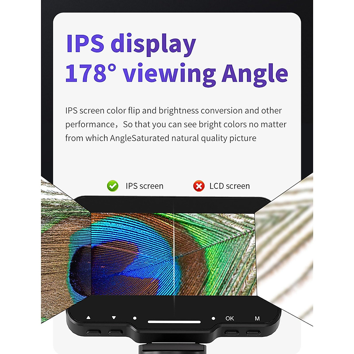LCD Digital Microscope, 1000X Biological Microscope with 4.3in HD LCD Screen, 8 LED Lights Coin Microscope Camera,for Win XP, for Win7, for Win8.1, for Win10, for OS X10.5