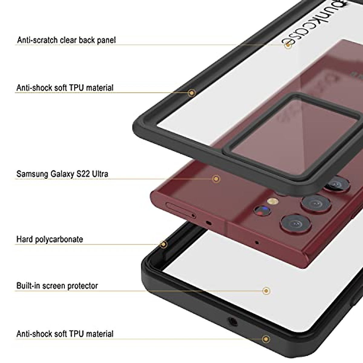 Punkcase Galaxy S22 Ultra Waterproof Case [Extreme Series] [Slim Fit] [IP68 Certified] [Shockproof] [Dirtproof] [Snowproof] Armor Cover for Galaxy S22 Ultra 5G (6.8") (2022) [Black]