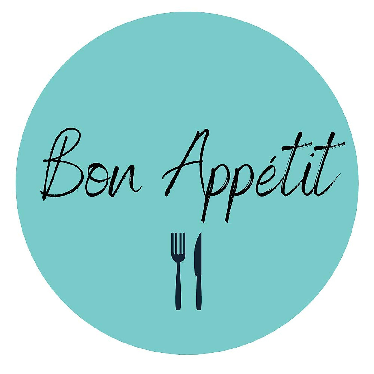 Mobiusea Party Bon Appetit Stickers Roll | 1.5 inch | Waterproof | 500 Labels for Food Service and Catering Business, Bakery Packaging | Mint Background with Black Hand-Brushed Font Design