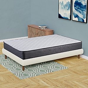 Treaton, 9-Inch Medium Firm Tight Top Pocket Coil Hybrid Mattress, Compatible with Adjustable Bed & Bunk Beds, Great for Institutional Use, 75" x 30", Black