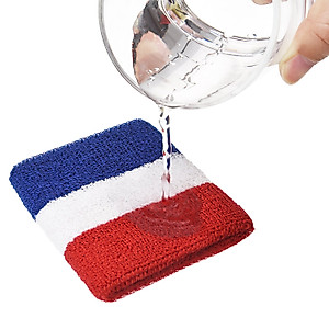 12 Pcs Striped Sweatbands Includes 4 Pcs Gay Pride Striped Headband 8 Pcs Rainbow Wristbands Sweatbands for Men Women Terry Cloth Gym LGBT Pride Parade Sports Supplies (Red White and Blue)