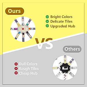 Mexican Train Dominoes Game Set, Double 12 Colored Dot Dominoes with Update Hub, Travel Mexican Train Game with 91 Tiles and Portable Carry Case, Family Board Team Games for Kids and Adults