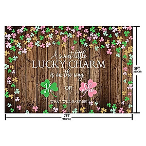 MEHOFOND Lucky Charm Gender Reveal Backdrop St. Patrick's Day Baby Shower Party Decor Banner Supplies Pink or Green Shamrock Clover Background Cake Table Studio Photo Prop Vinyl 7x5ft