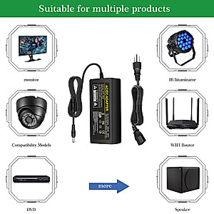 YLYLXIMA 48V 2A Power Supply Adapter 48V 96W charger AC 100-240V to DC 48V 2A Adapter US Plug 5.5 x 2.5mm for PoE Switch, LCD Monitor, LED Strip, Router.(Notice! Not Suitable for Battery Charging).