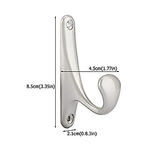 (Pack of 3) Wall Mounted Coat Rack Hanger Towel Clothes Hat Hook for Bathroom Closet Room Kitchen Double Hole Fixation(Matte Nickel)