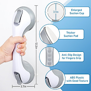 Dotday 12 Inch Suction Grab Bars for Bathtubs and Showers, 2 Pack Shower Handles for Elderly, Shower Grab Bars for Seniors, Handicap Shower Bars Shower Safety Bars for Bathroom Bathtubs Toilet