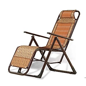 TEmkin Office Chair,Balcony Recliner, Bamboo Weaving Balcony Office Recliner Reclining Sun Lounger Outdoor Garden Patio Gravity Lazy Folding Chair