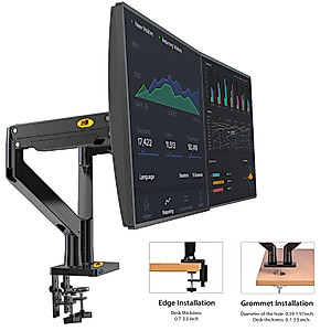 NB North Bayou Dual Monitor Arm Full Motion Swivel Monitor Mount with Gas Spring for 22''-32'' Monitors with Load Capacity from 4.4~30lbs for Each Arm Height Adjustable Monitor Stand G32-B