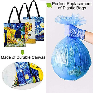 3 Pack Canvas Tote Bag Reusable Grocery Shopping Tote Bag Large Women Shoulder Bag Handbag 3 Designs, 13 X 14 Inch