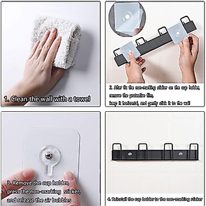 HQahnekme Mug Holder (2pcs) - Wall-Mounted Storage Hooks, Metal, 4 Cup Holders, Max 10kg Load, for Kitchen, Living Room, Office