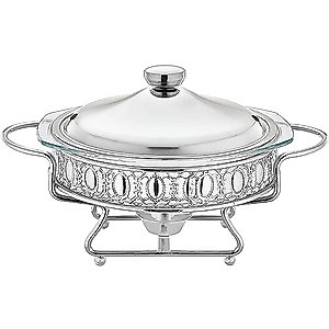 Chef Chafing Dish Buffet Set, Stainless Steel Chafer and Buffet Warmers Sets, Catering Buffet Mini Hot Pot Outdoor Picnic Household (Silver)