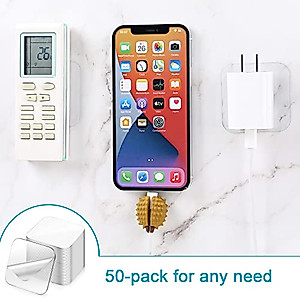 50 Pieces Double Sided Pads Adhesive Tape Clear Sticky Gel Pads Washable Traceless Gel Mounting Pads Removable Adhesive Double Sided Pad for DIY Office Cushion Gripping, 2.4 x 2.4 Inches