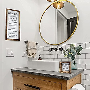 KIBAGA Farmhouse Bathroom Decor Set of 2 - Funny Interchangeable Wall Signs That Will Bring a Good Laugh to Your Bathroom - Rustic Wooden Picture Frames with Unique Sayings are Perfect for Your Home