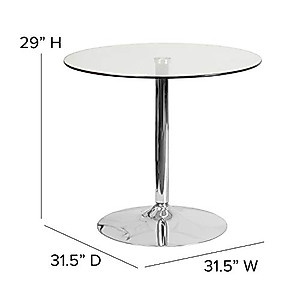 Flash Furniture Hills 31.5'' Round Glass Table with 29''H Chrome Base