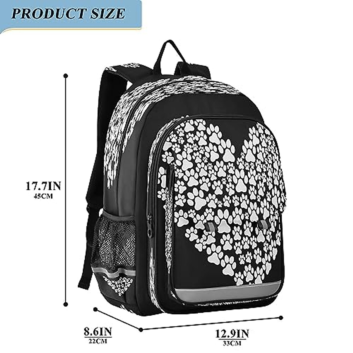 ALAZA I Love Dog Paw Print 17 inch School Backpack for Kids Girls Boy for Elementary Middle High School Students